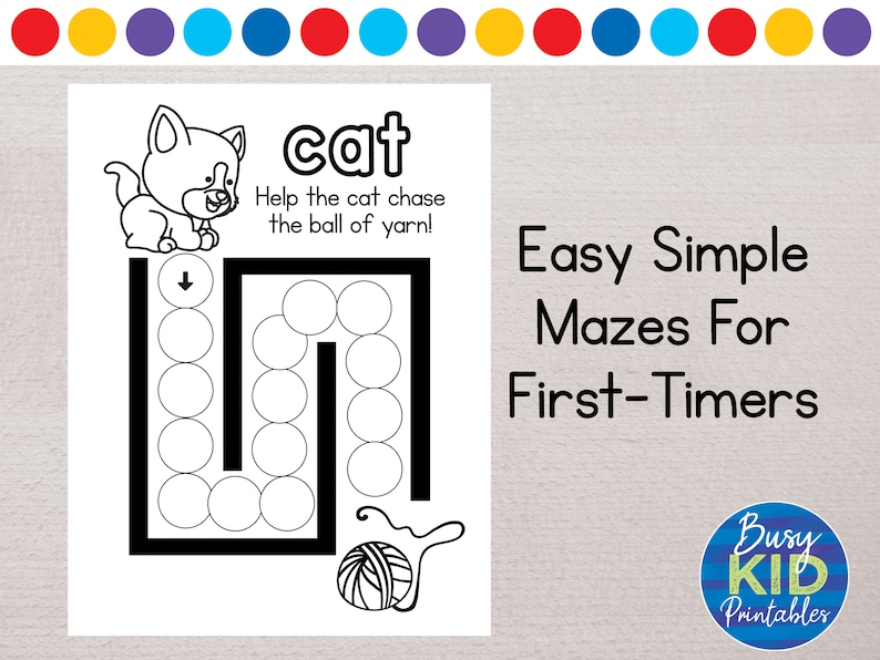 Printable Mazes for Dot Markers Easy Dab a Dot Coloring Activity Book ...