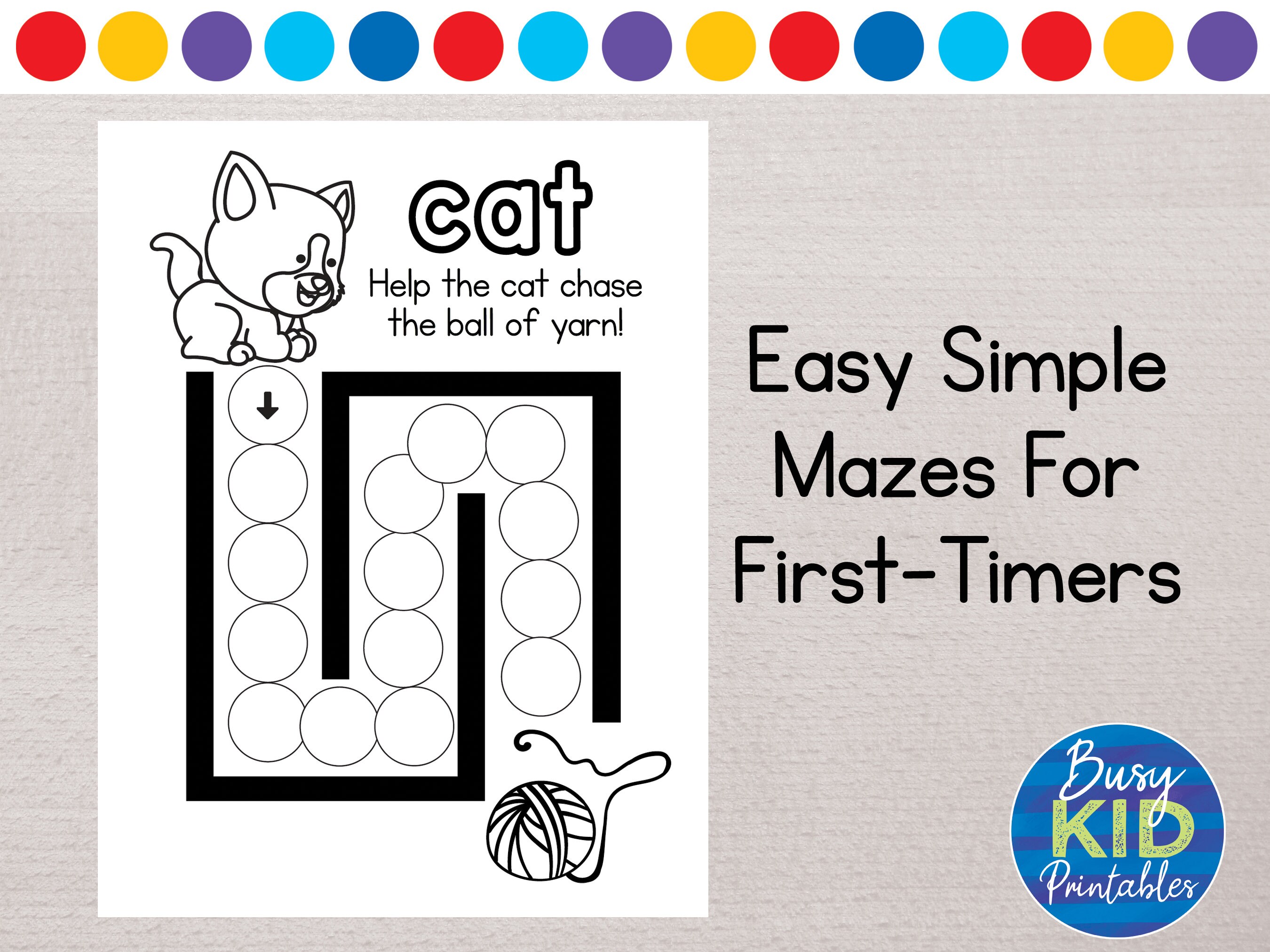 Printable Mazes for Dot Markers - Easy Dab a Dot Coloring Activity Book ...
