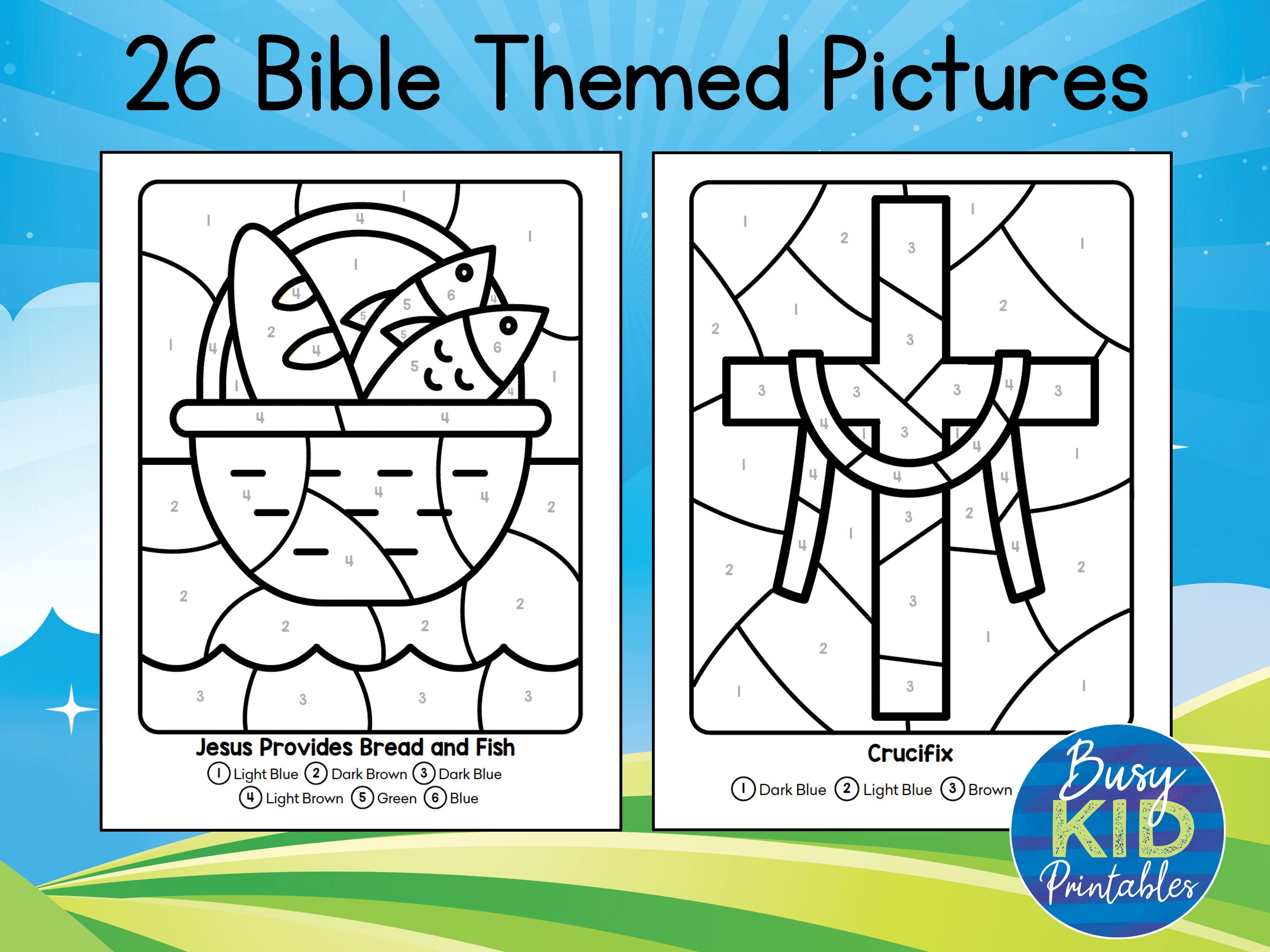 Bible Preschooler Printable - Color by Number - Christian Activity ...
