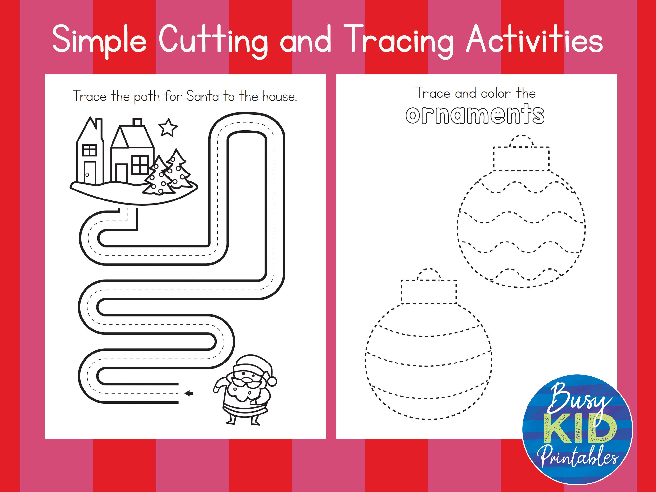 Christmas Preschooler Printable - Tracing Cutting Shapes Lines ...
