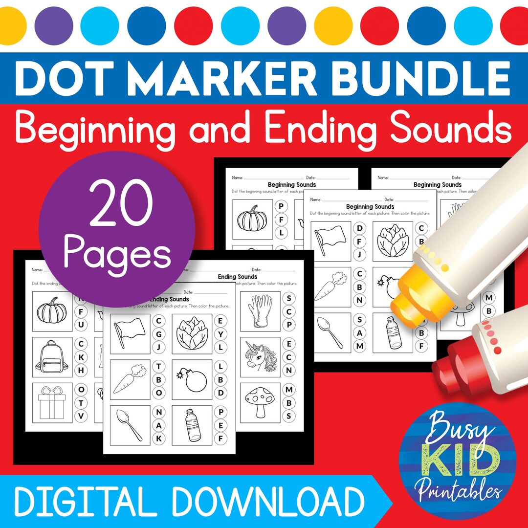 Dot Marker Printable - Dab a Dot Beginning and Ending Sounds Worksheets ...