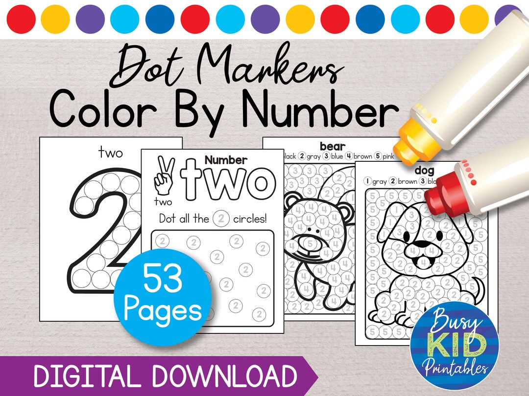 Color by Number Dot Marker Printable Number Learning Dab a Dot Coloring ...