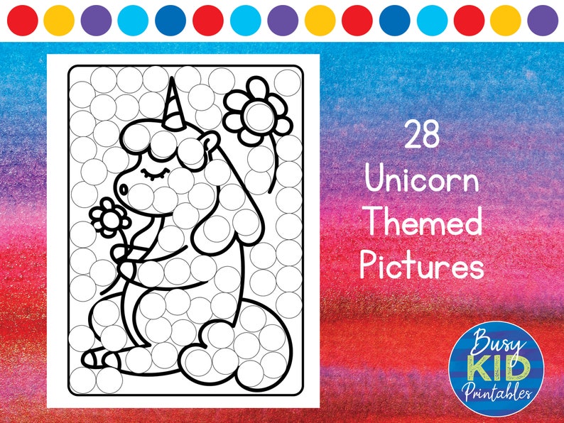 Unicorn Dot Marker Printable - Cute Dab a Dot Coloring Pages for ...