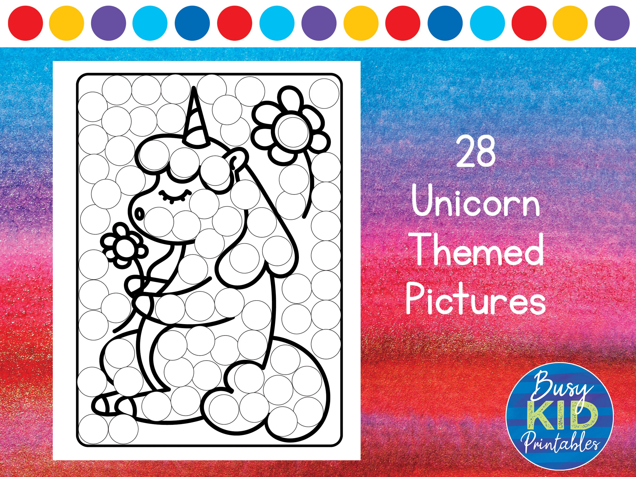 Unicorn Dot Marker Printable Cute Dab a Dot Coloring Pages for Toddler ...