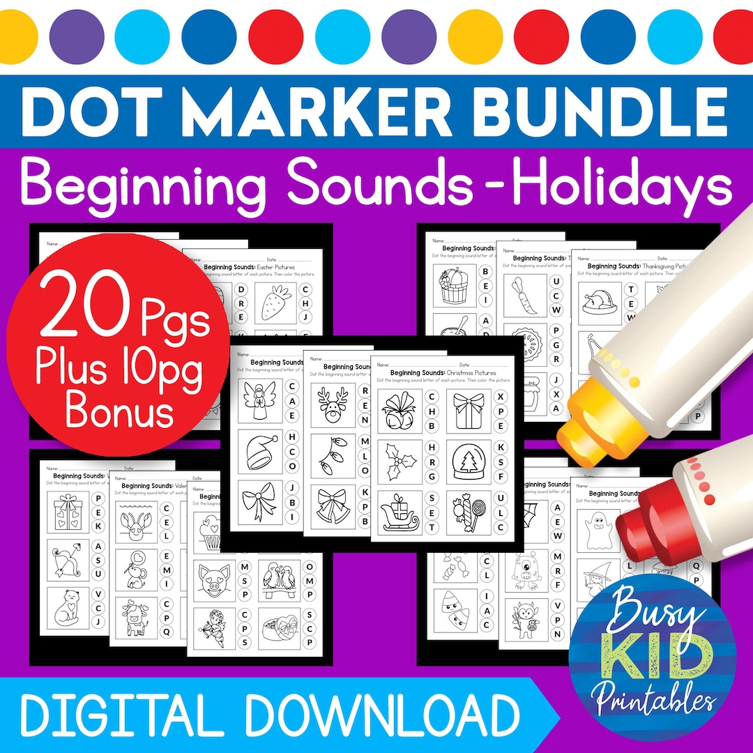 Dot Marker Printable - Dab a Dot Holiday Bundle - Beginning Sounds ...