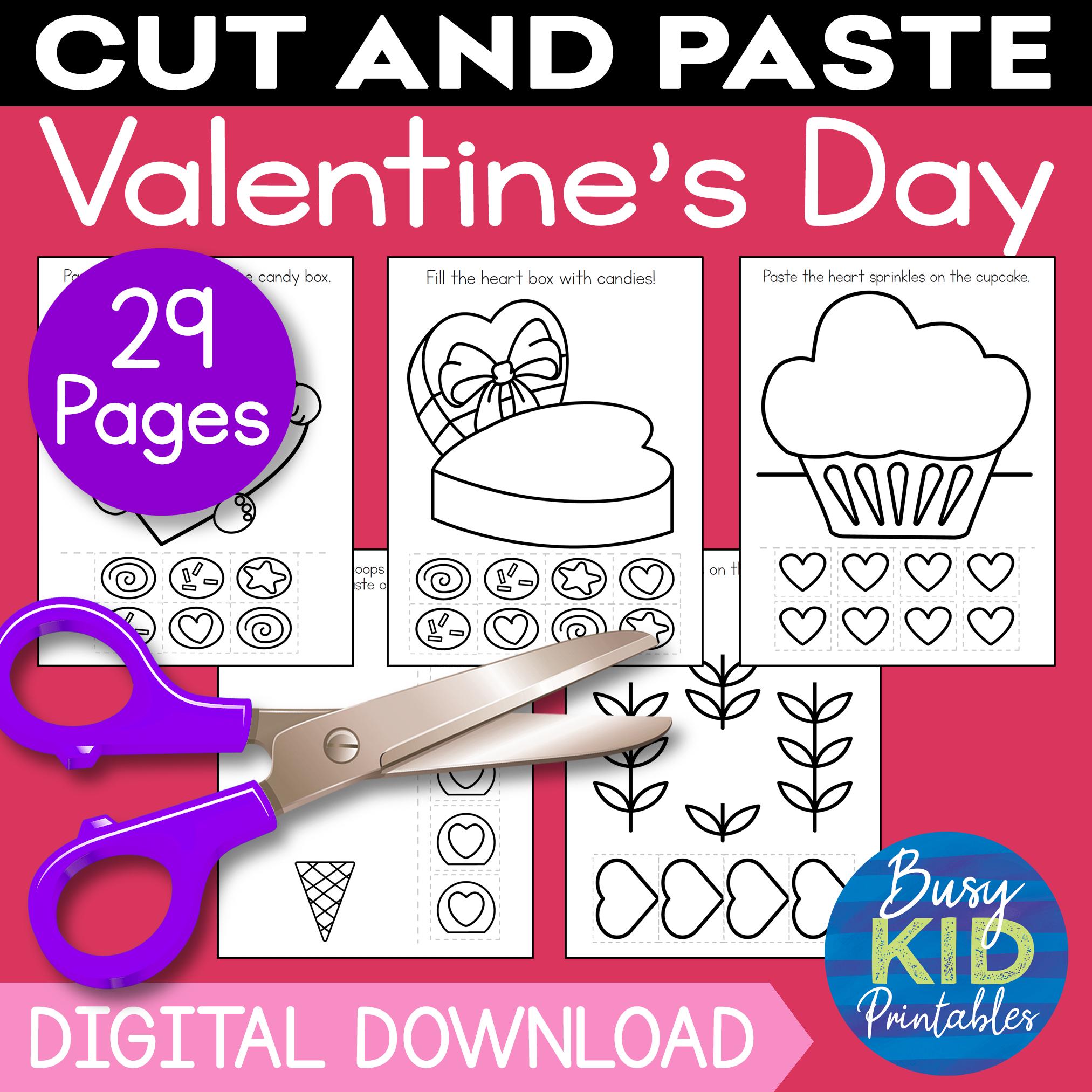 Valentine's Day Preschooler Printable - Tracing Cutting Shapes Lines ...