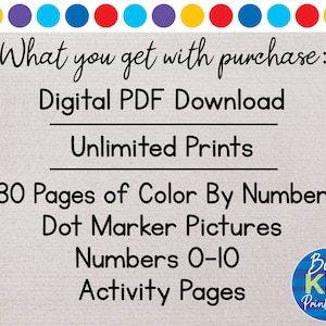Color by Number Dot Marker Printable - Number Learning Dab a Dot ...