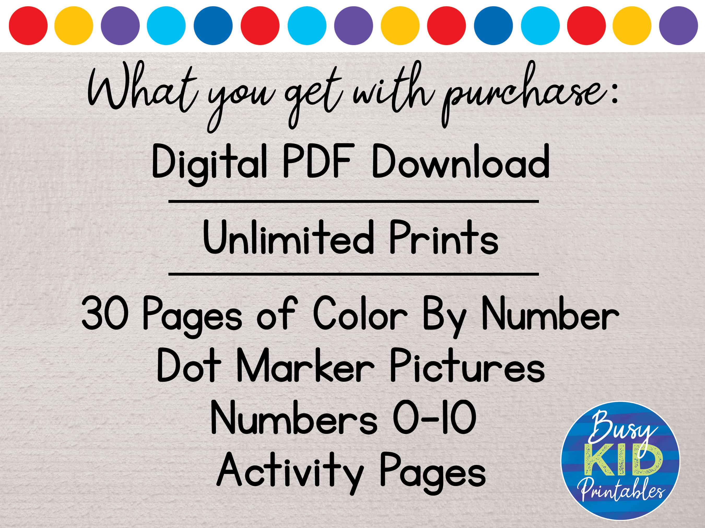 Color by Number Dot Marker Printable - Number Learning Dab a Dot ...