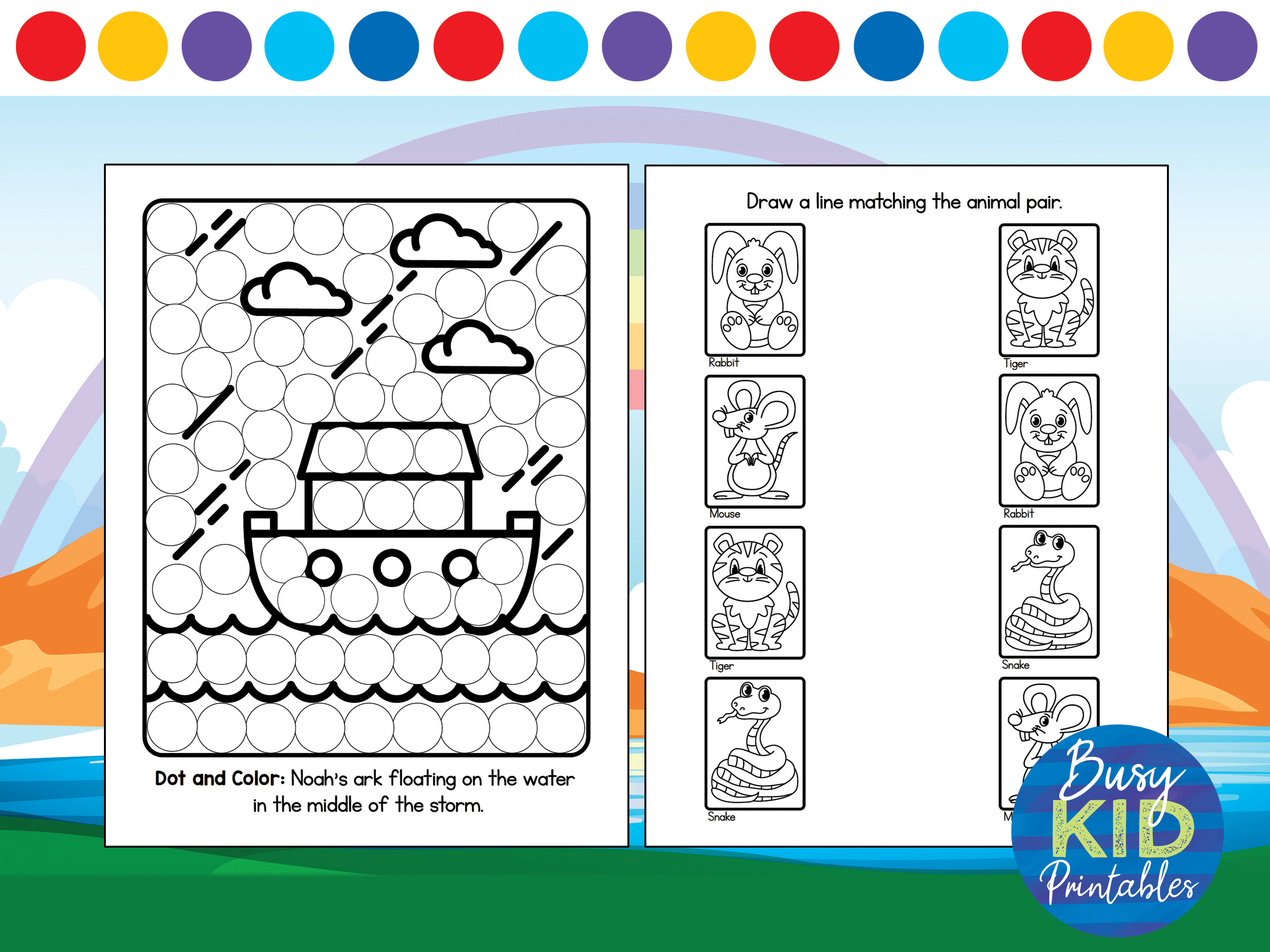 Noah's Ark Bible Story Dot Marker Printable Christian Dab a Dot ...