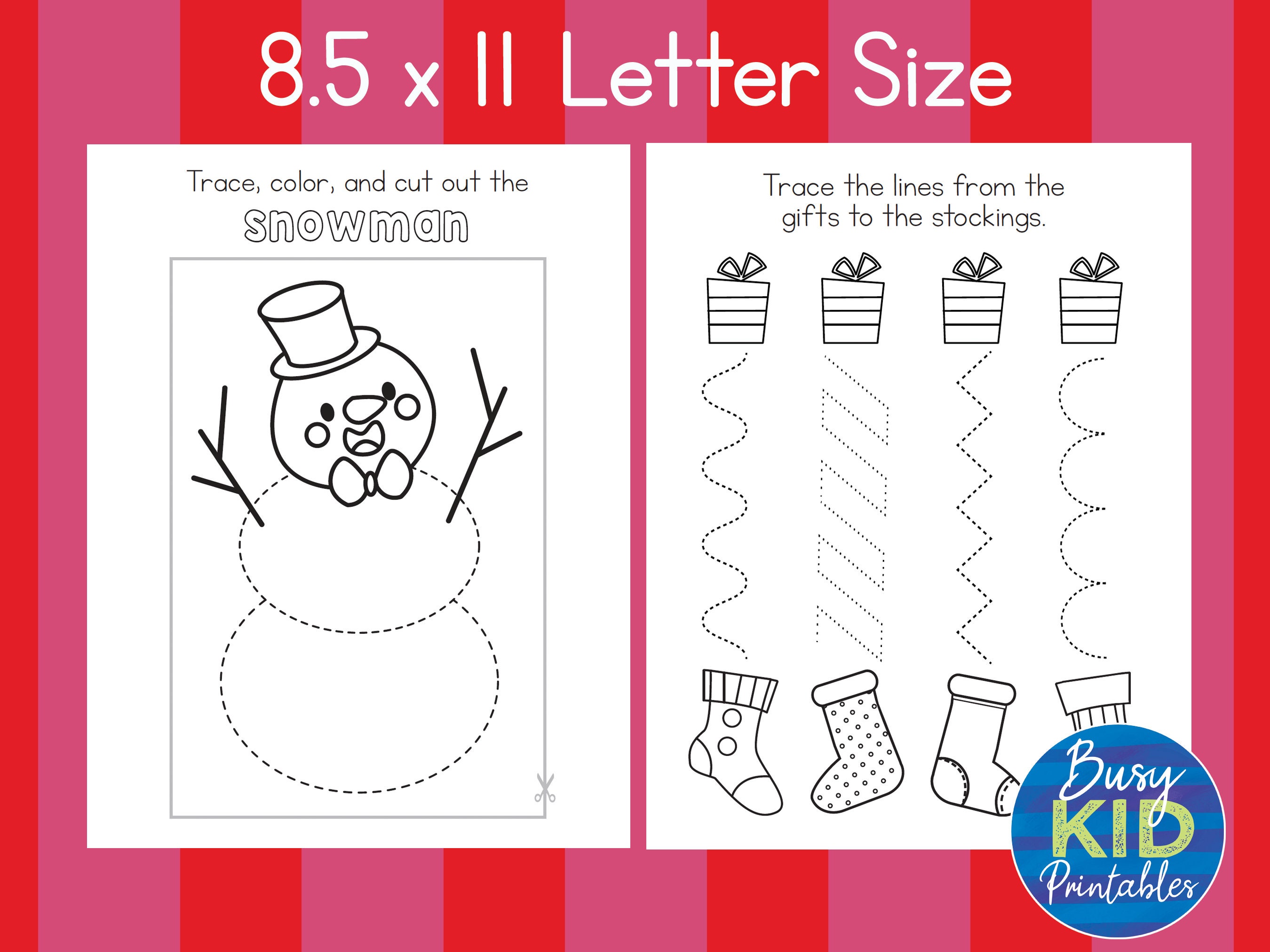 Christmas Preschooler Printable - Tracing Cutting Shapes Lines ...