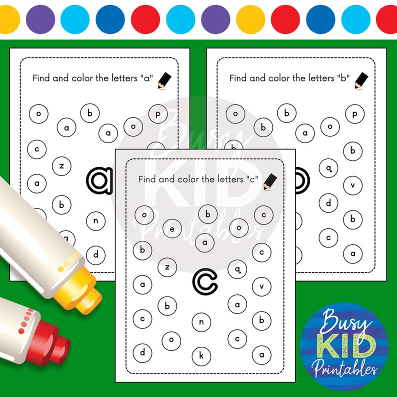 Pre-k Dot Marker Printable - Preschool Dab a Dot Coloring - Alphabet ...