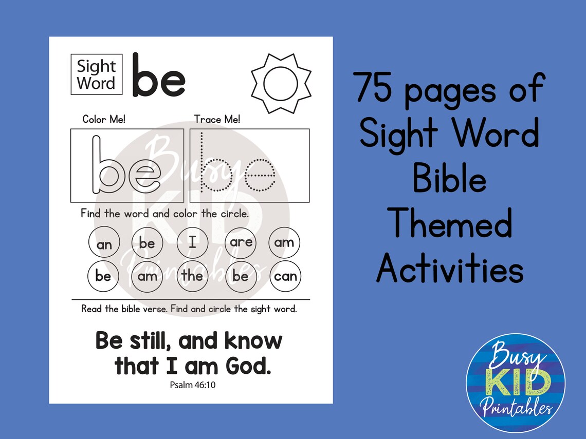 Bible Preschooler Printable - Sight Words - Christian Activity Pages ...
