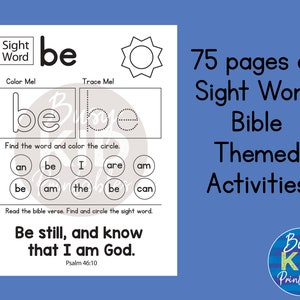 Bible Preschooler Printable - Sight Words - Christian Activity Pages ...