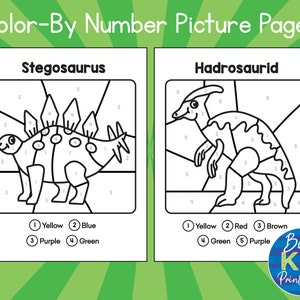 Dinosaur Printable - Color by Number - Coloring Activity Pages for Kids ...