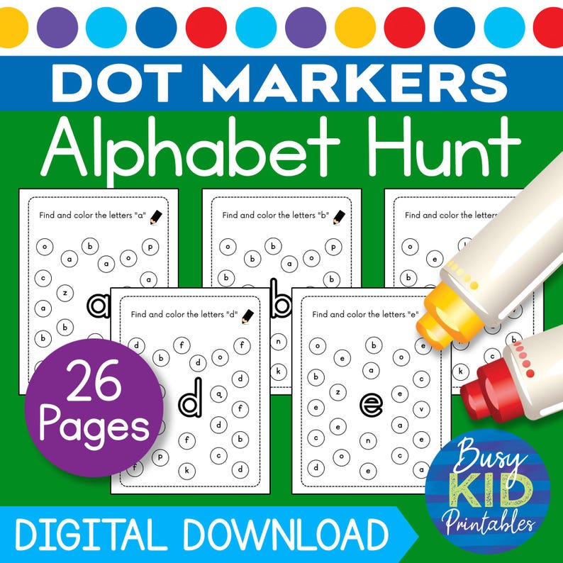 Pre-k Dot Marker Printable - Preschool Dab a Dot Coloring - Alphabet ...