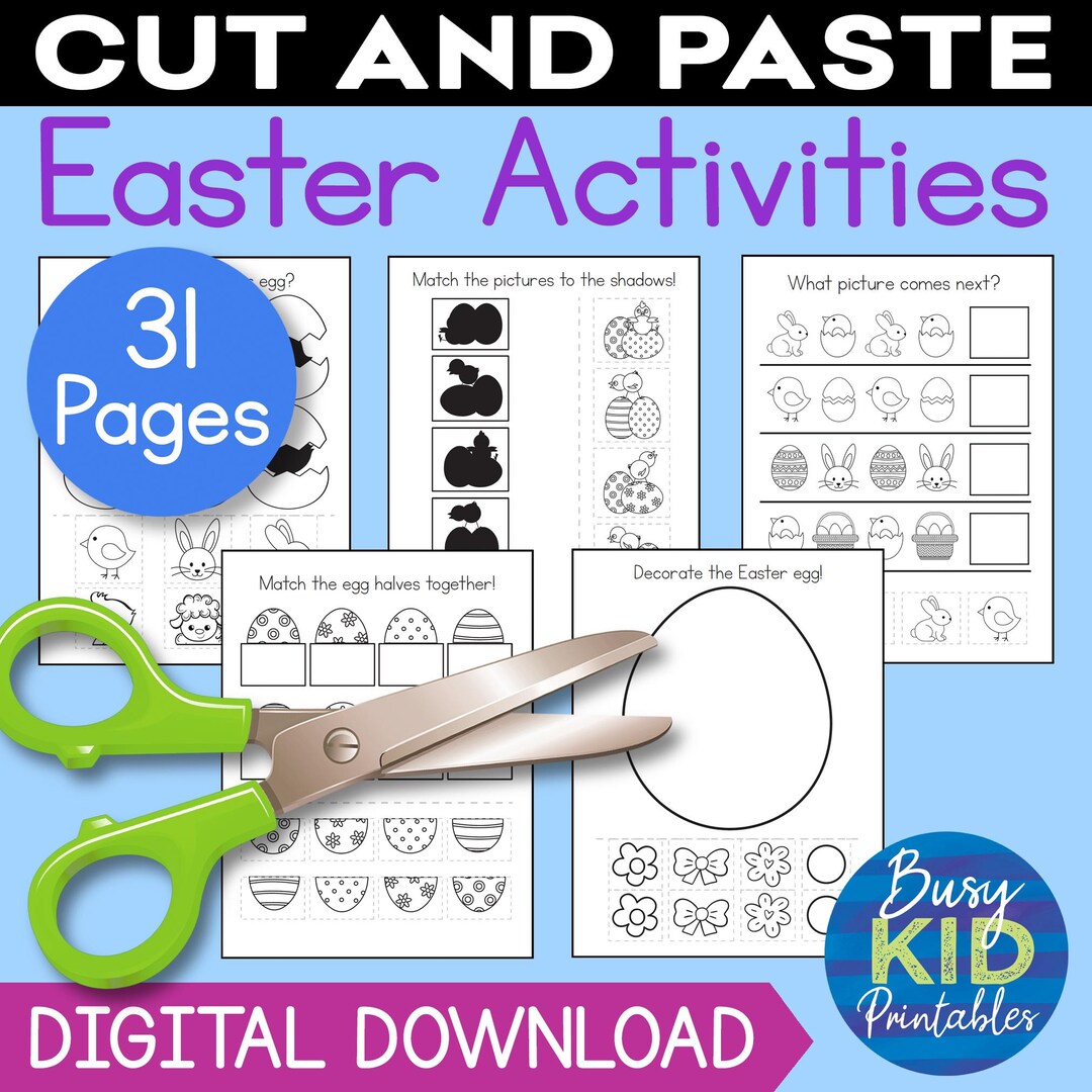 Easter Preschooler Printable - Tracing Cutting Shapes Lines - Easter ...