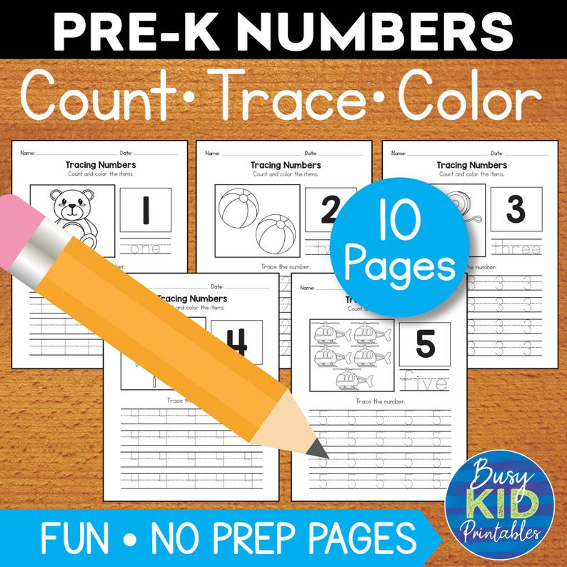 Number Writing for Preschool Numbers Counting - Number Tracing to 10 ...