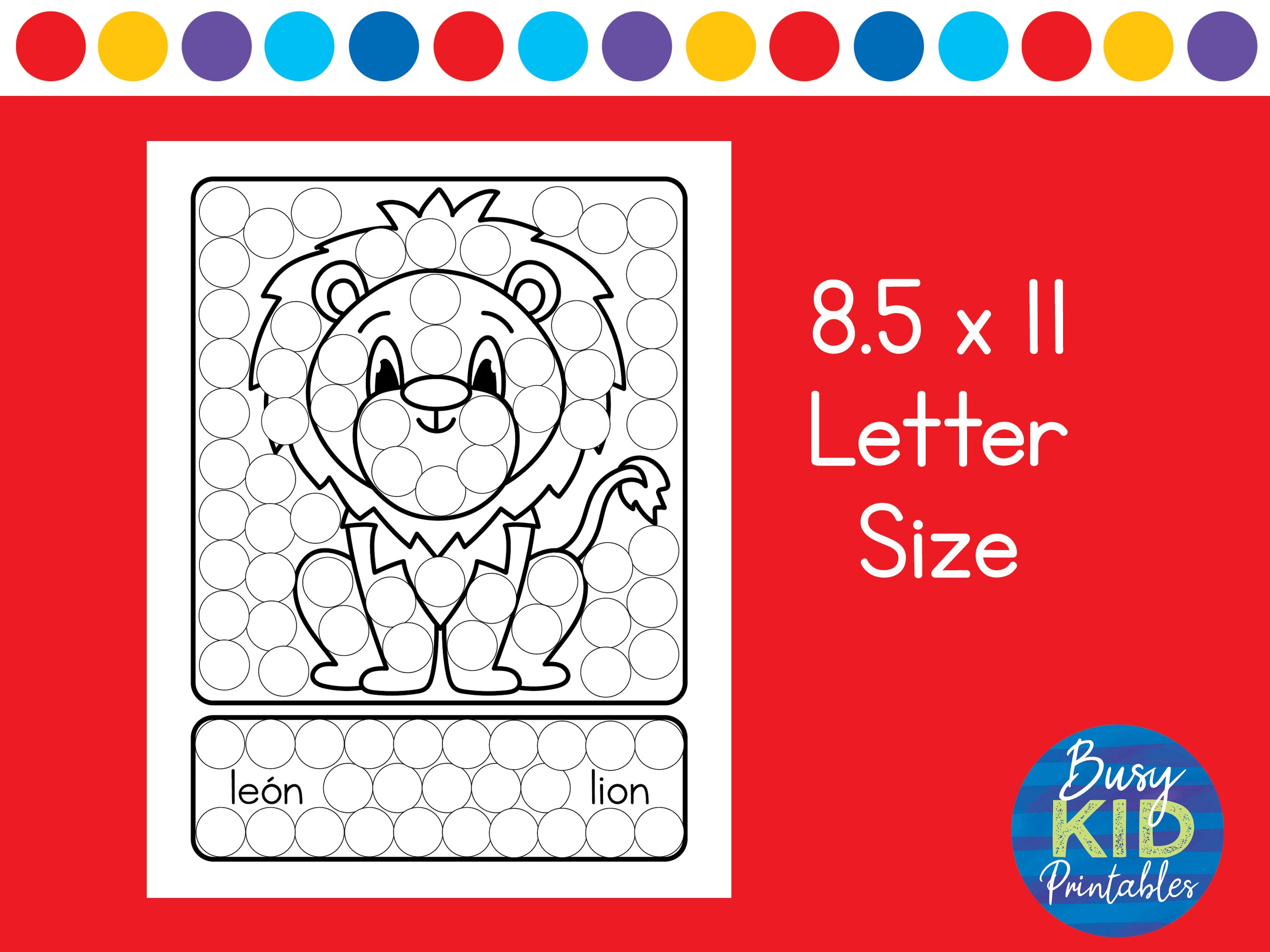 Spanish Animal Words Dot Marker Printable - Cute Dab a Dot Español ...