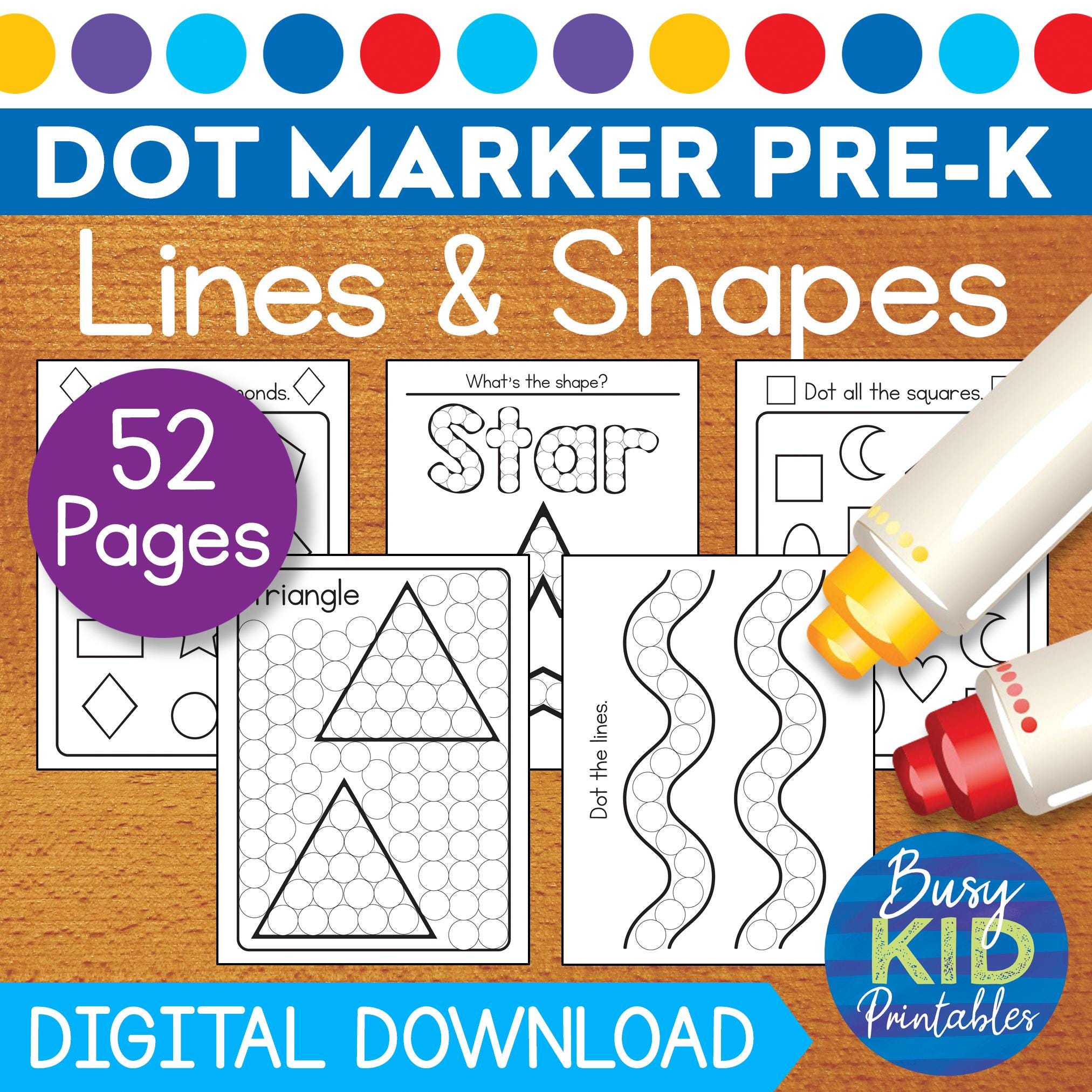 Preschool Skills Dot Marker Printable - Learning Lines and Simple ...
