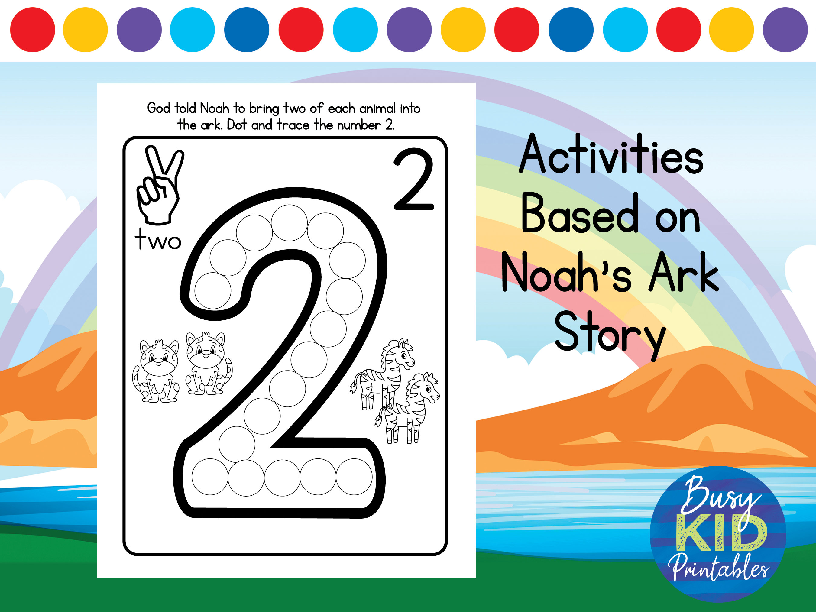 Noah's Ark Bible Story Dot Marker Printable - Christian Dab a Dot ...