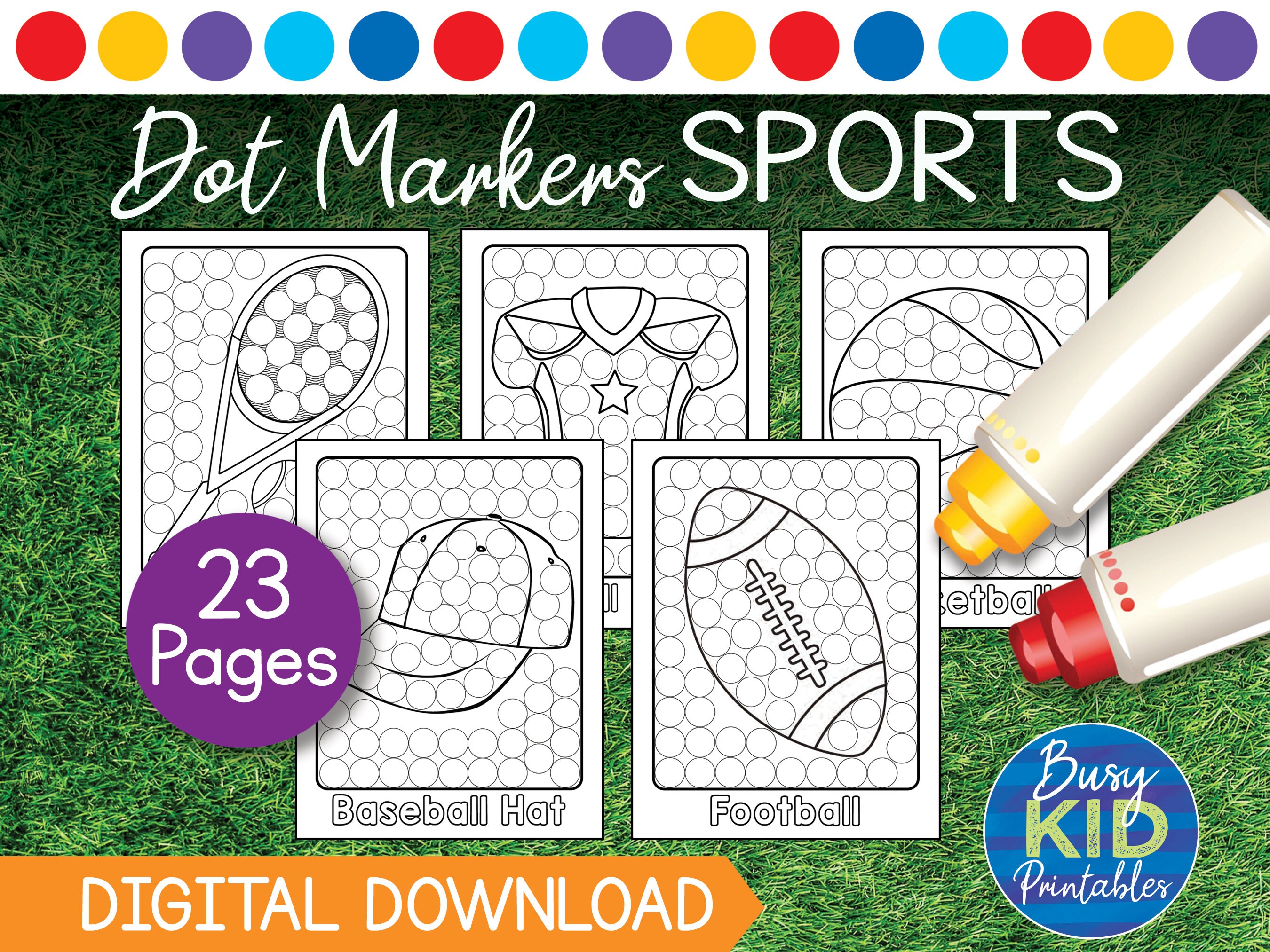 Dot Marker Printable Sports Themed Dab a Dot Coloring Pages for Toddler ...