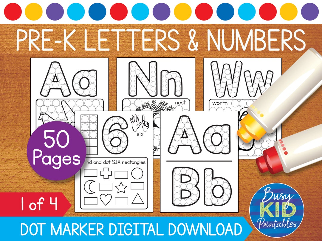 Preschool Skills Dot Marker Printable Alphabet Letters and Numbers Dab ...