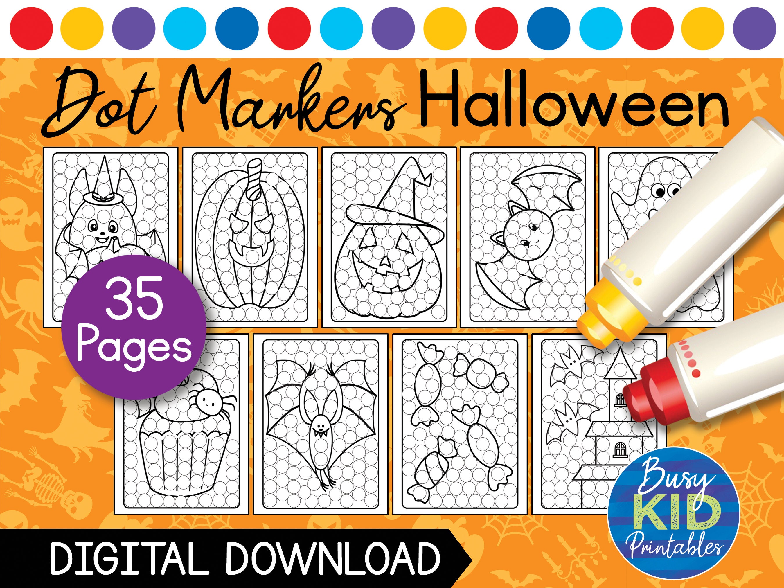 Halloween Dot Marker Printable Cute Dab a Dot Coloring Pages for ...