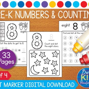 Preschool Skills Dot Marker Printable Simple Numbers and Counting Dab a ...