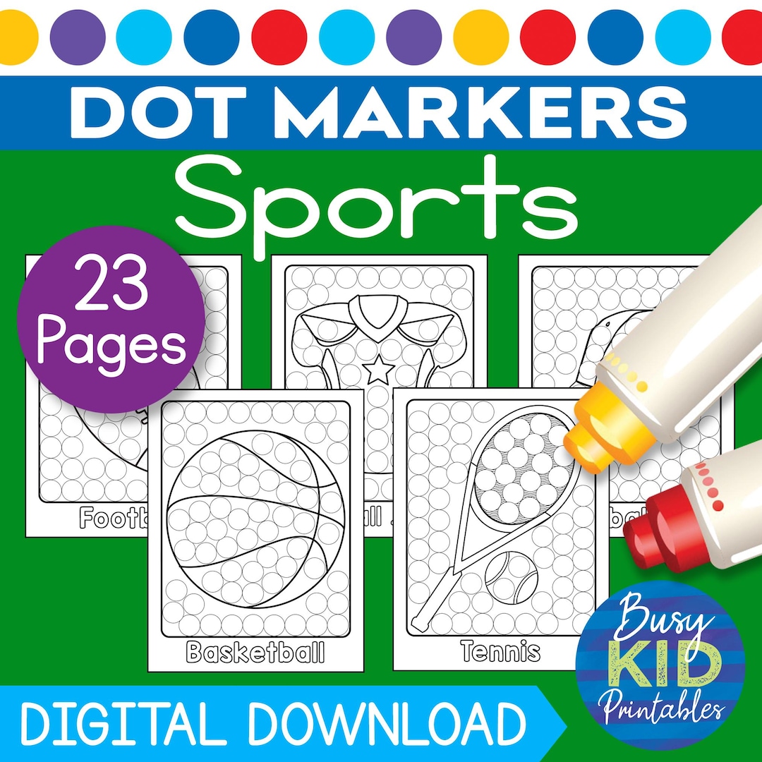 Dot Marker Printable - Sports Themed Dab a Dot Coloring Pages for ...