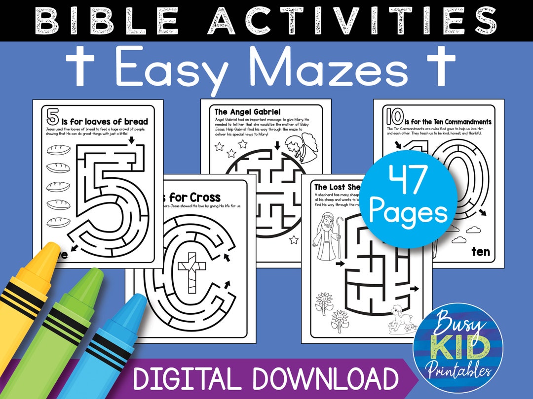 Bible Preschooler Printable Easy Mazes for Kids Christian Activity ...