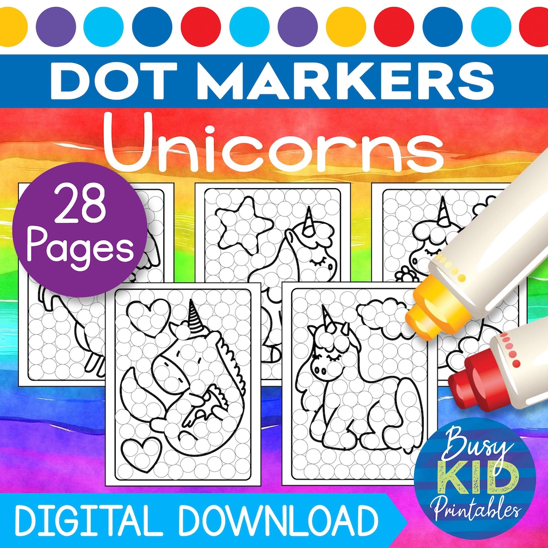 Unicorn Dot Marker Printable - Cute Dab a Dot Coloring Pages for ...