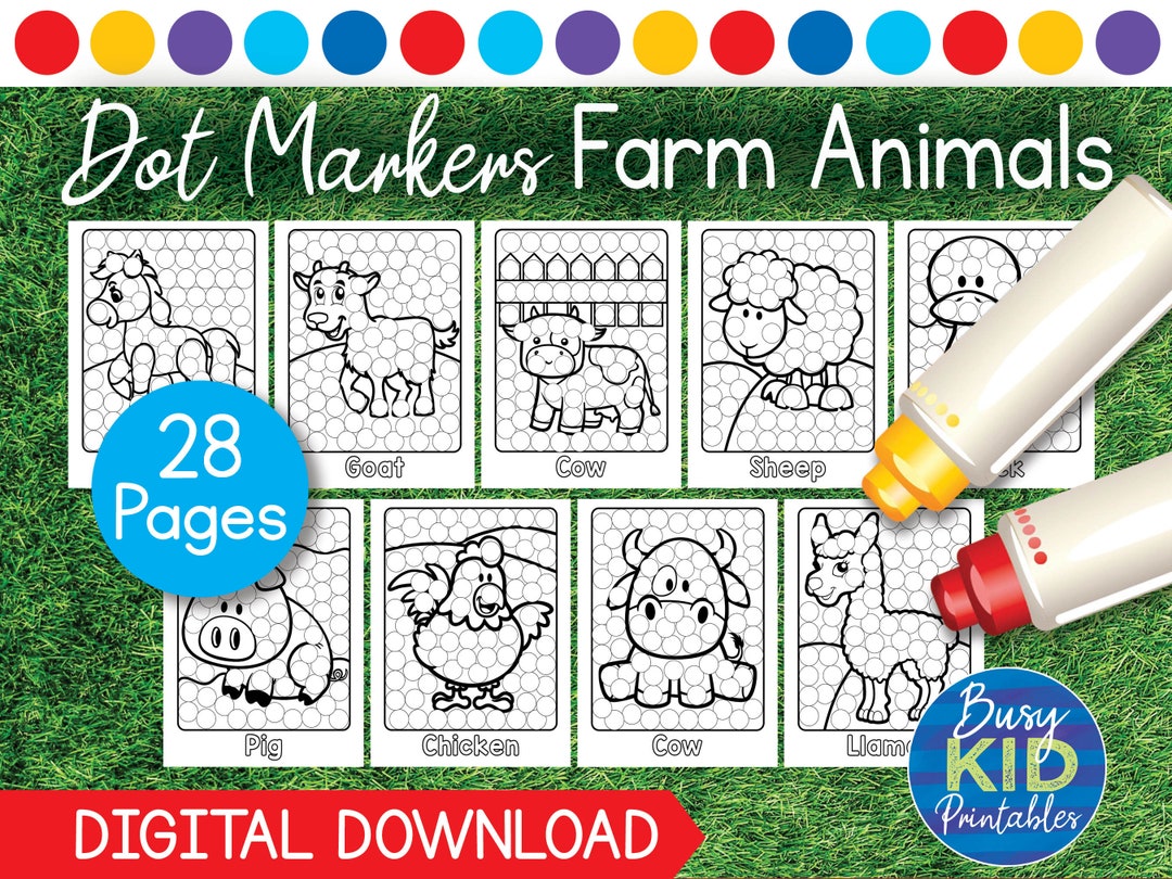 Farm Animal Dot Marker Printable Cute Dab a Dot Coloring Pages for ...