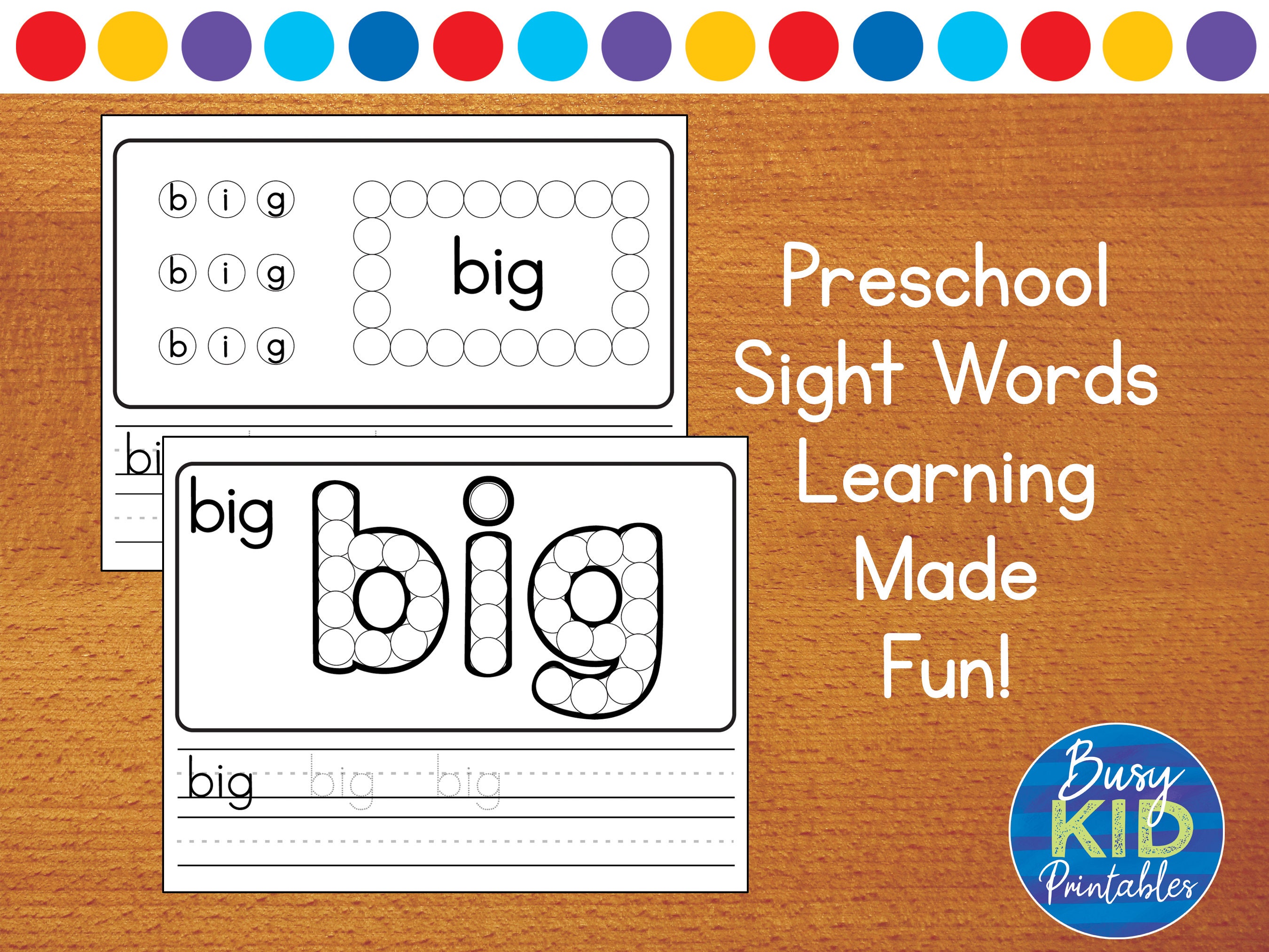 Preschool Skills Dot Marker Printable Prek Essential Sight - Etsy