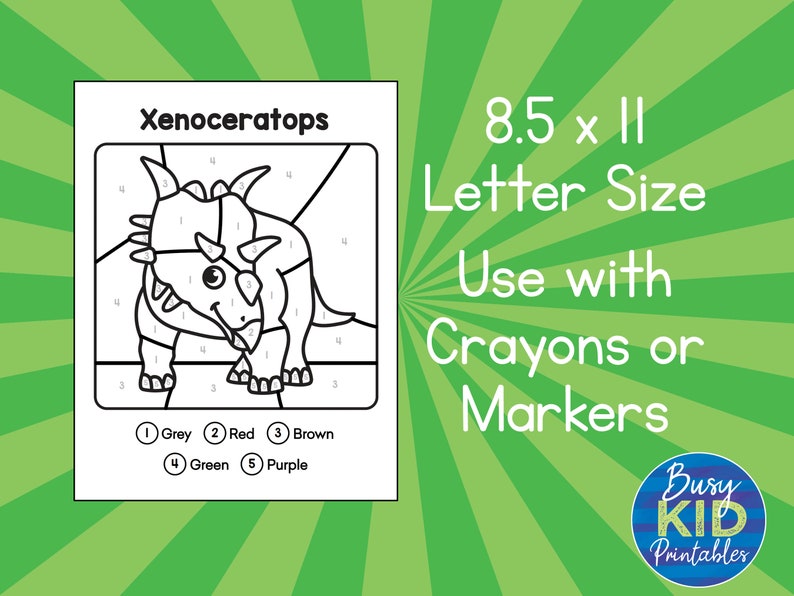 Dinosaur Printable - Color by Number - Coloring Activity Pages for Kids ...