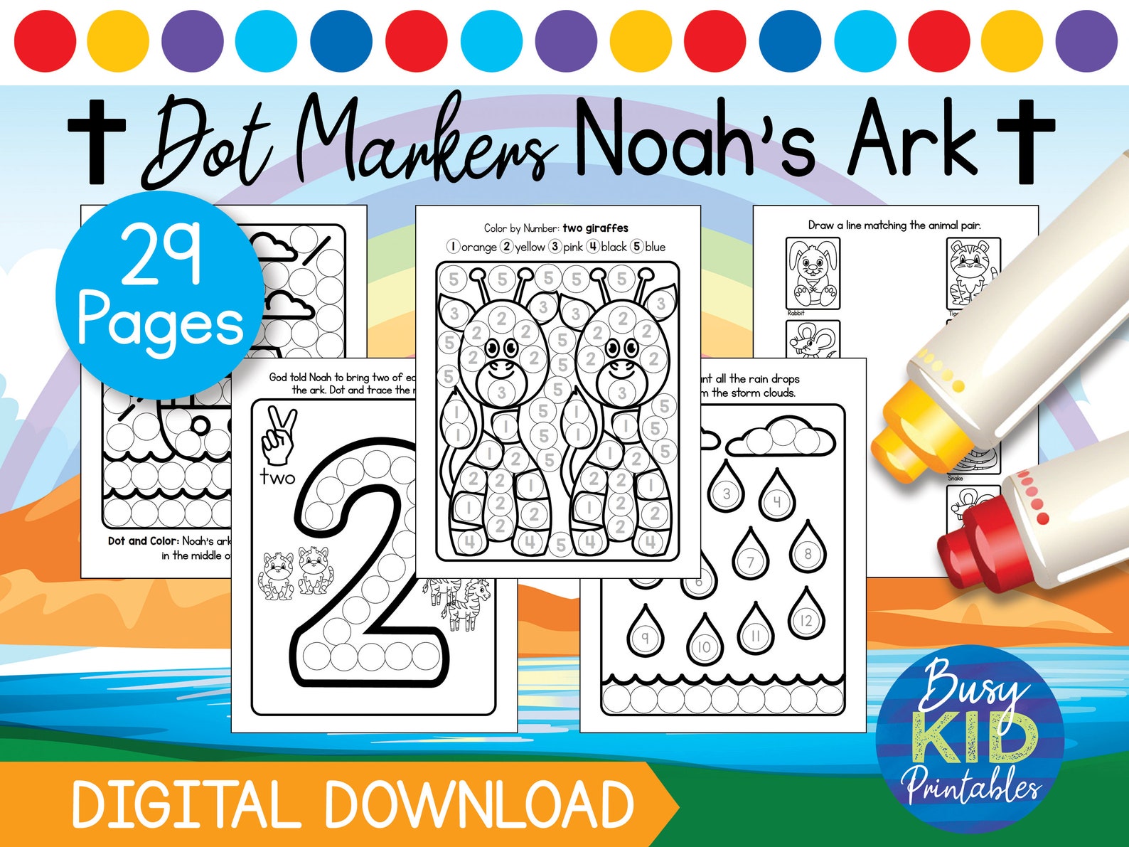 Noah's Ark Bible Story Dot Marker Printable Christian - Etsy