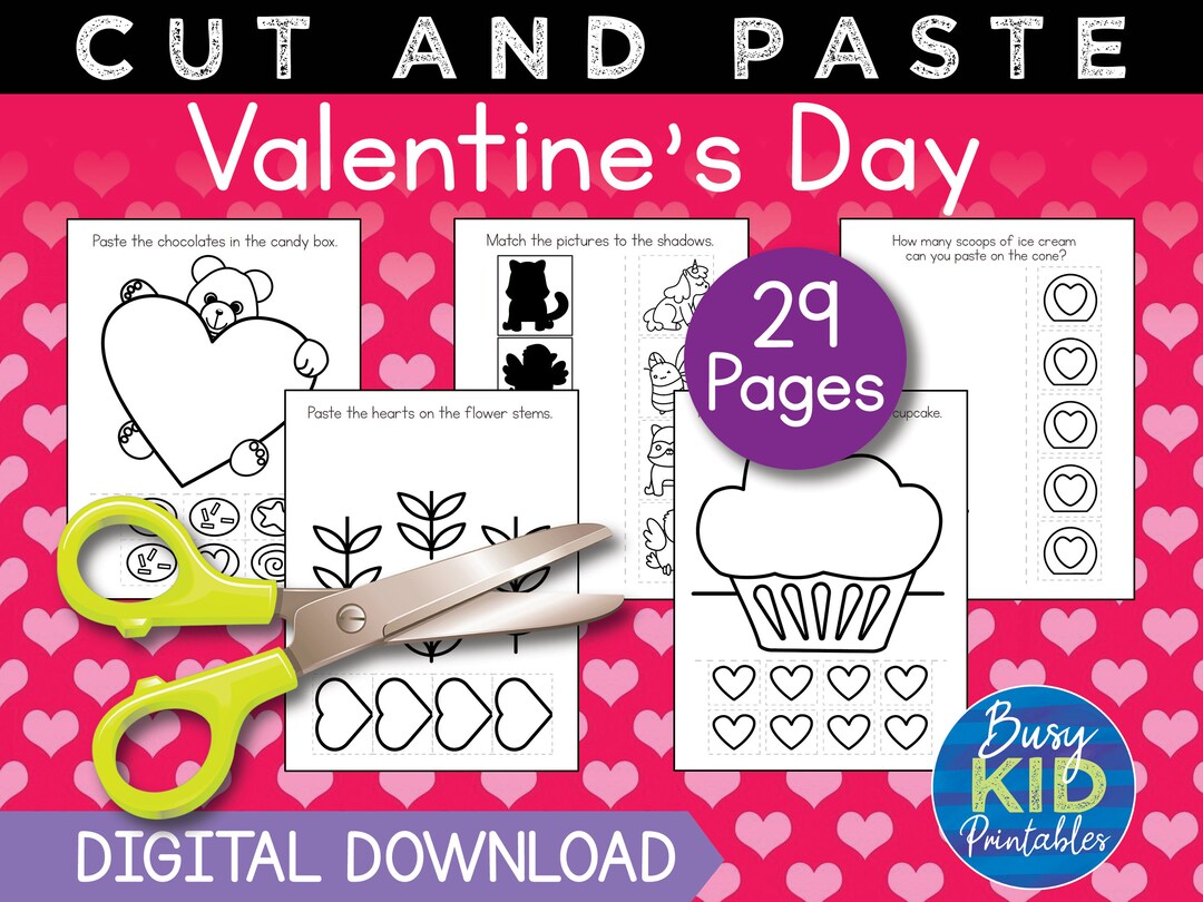 Valentine's Day Preschooler Printable Tracing Cutting Shapes Lines ...