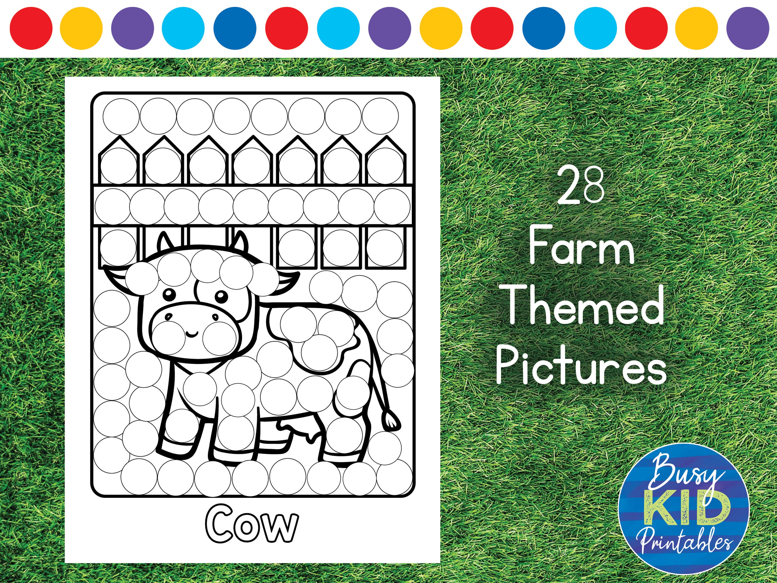 Farm Animal Dot Marker Printable Cute Dab a Dot Coloring Pages for ...