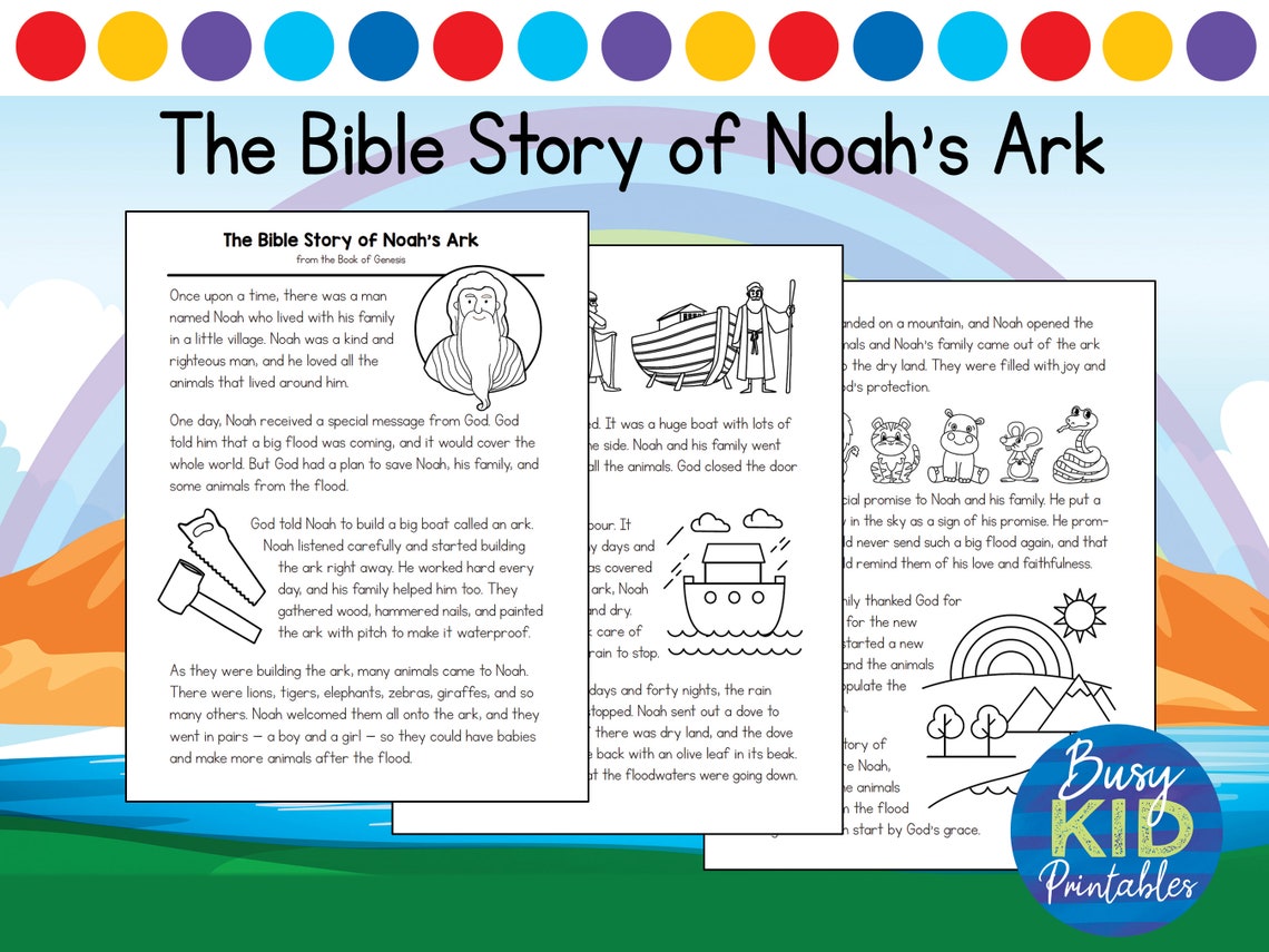 Noah's Ark Bible Story Dot Marker Printable - Christian Dab a Dot ...