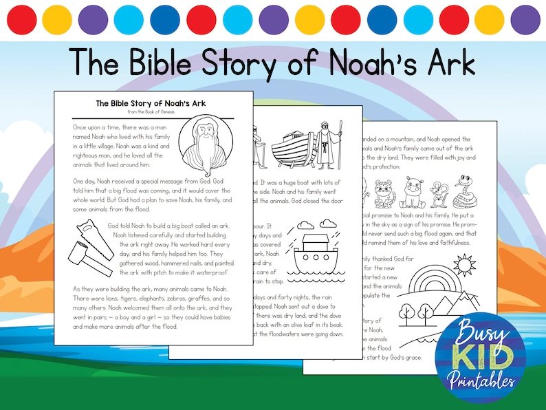 Noah's Ark Bible Story Dot Marker Printable - Christian Dab a Dot ...