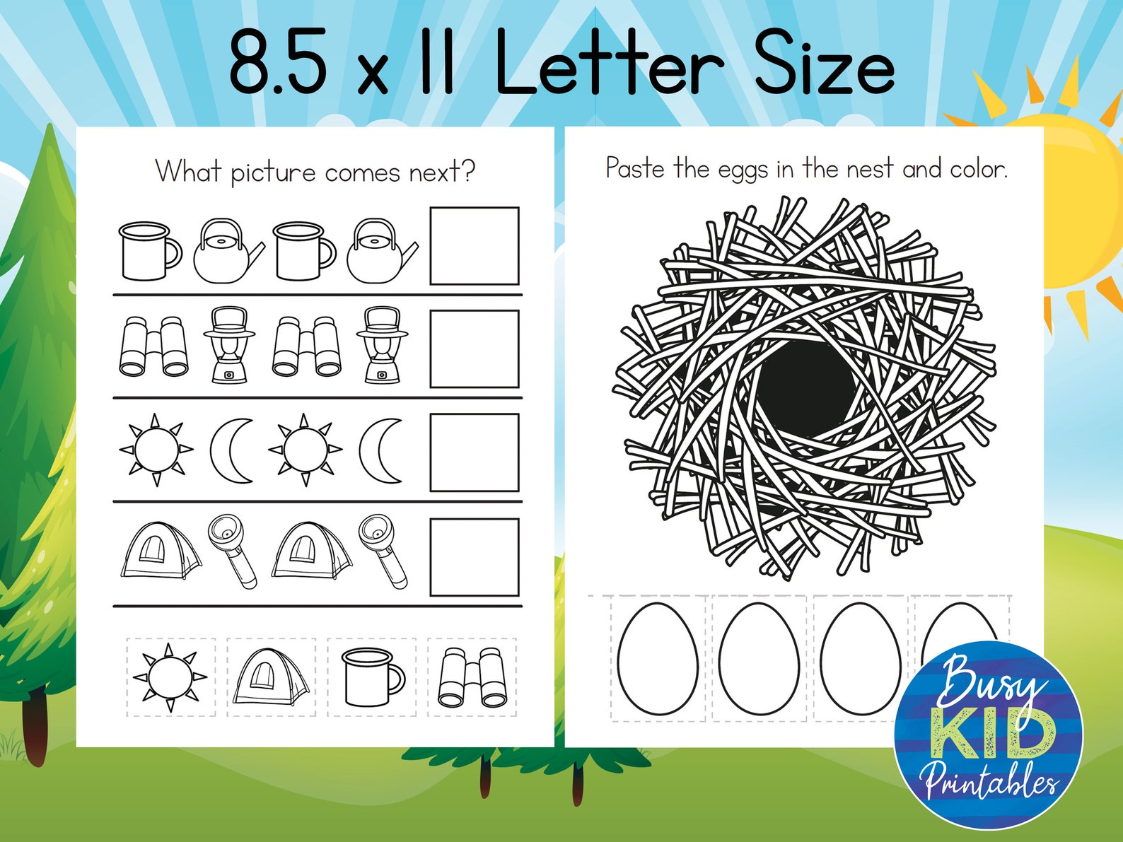 Camping Fun Scissor Skills Printable Cute Cut and Paste Activity Pages ...