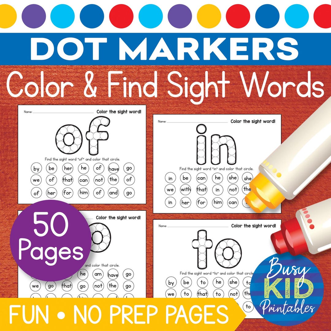 Dot Marker Sight Words Coloring - Dot Marker Printable Sight Word Big ...