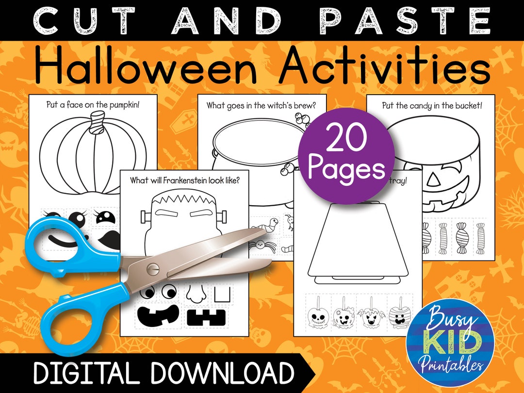 Halloween Scissor Skills Printable Cute Cut and Paste Activity Pages ...
