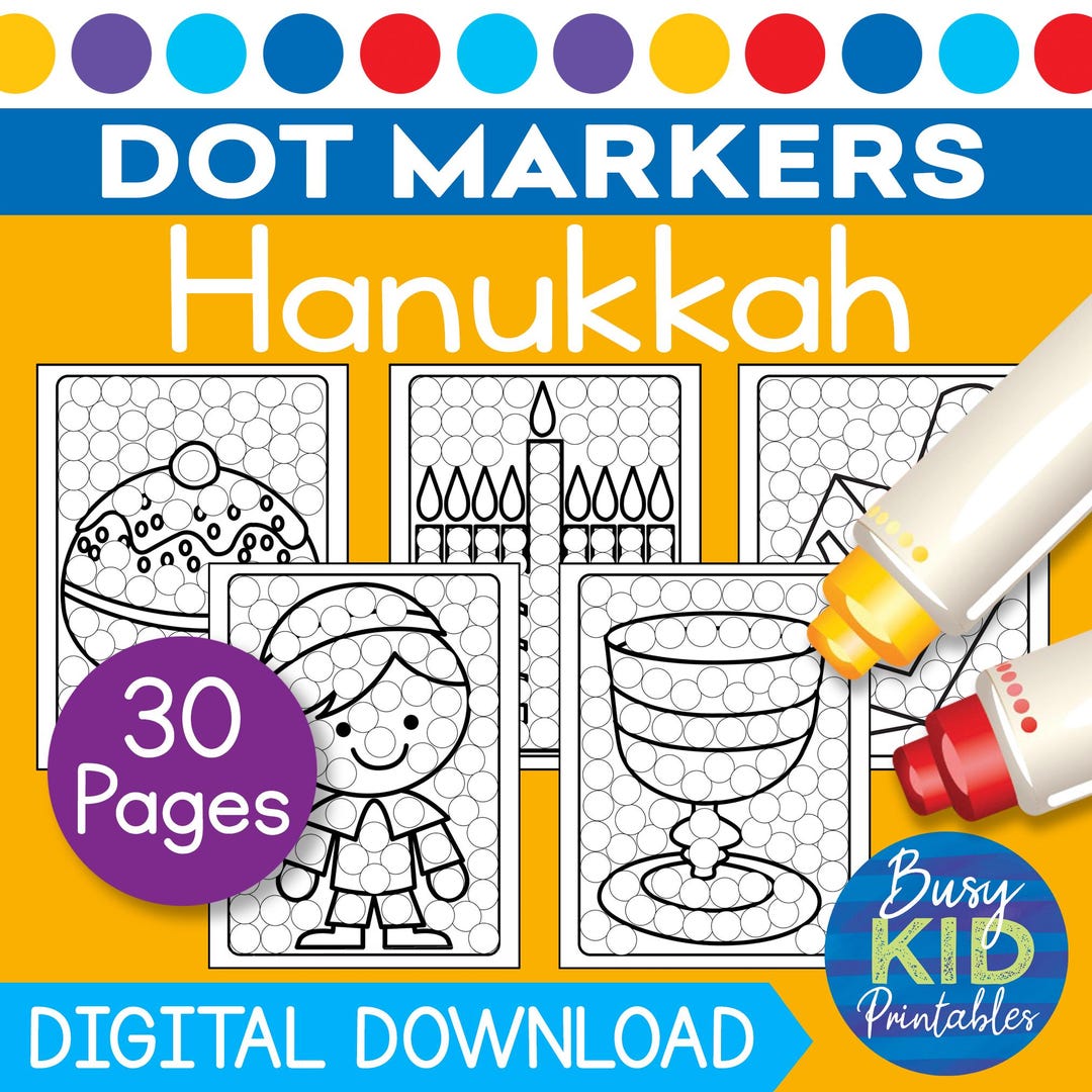Hanukkah Dot Marker Printable Jewish Holiday Season Dab a Dot Coloring ...