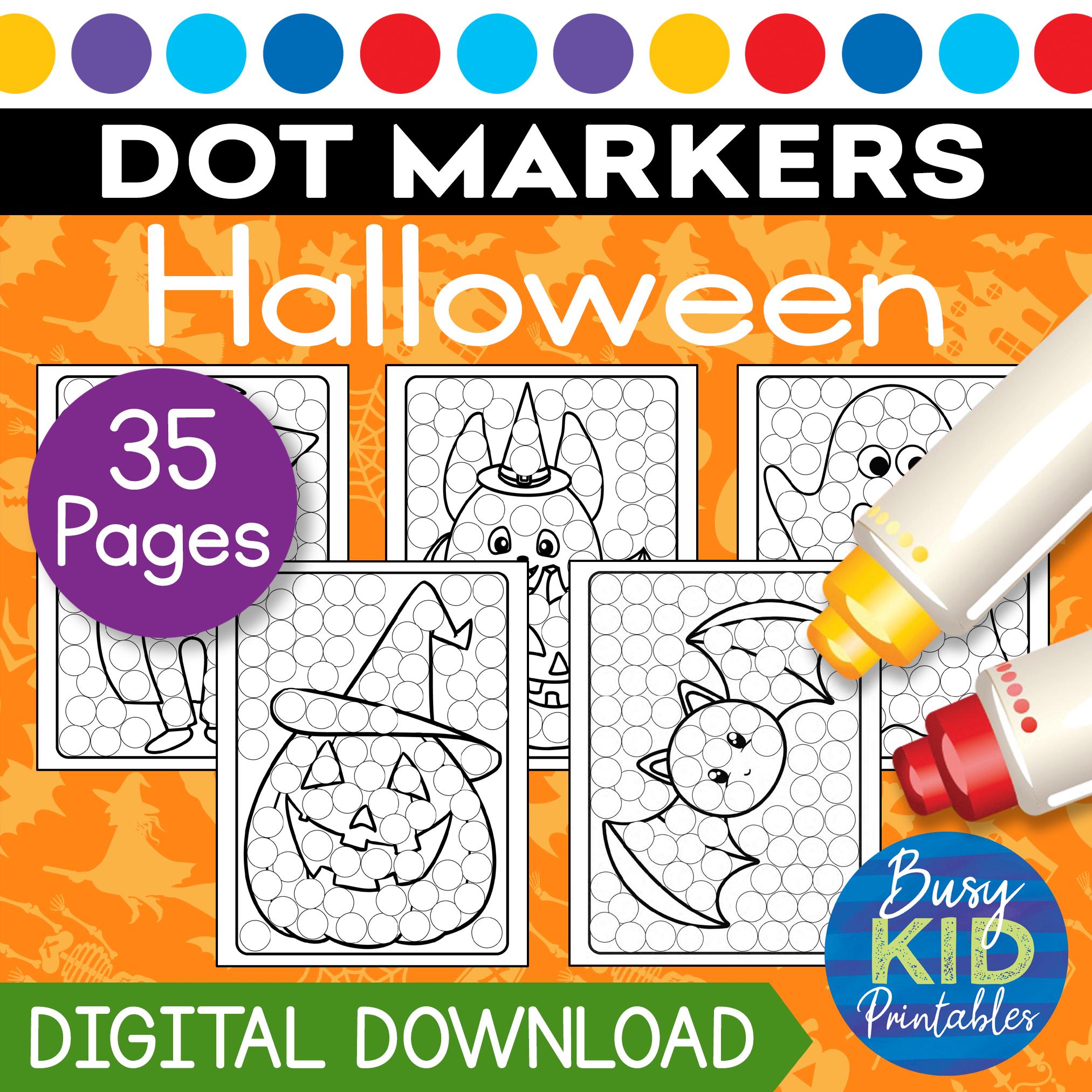 Halloween Dot Marker Printable - Cute Dab a Dot Coloring Pages for ...