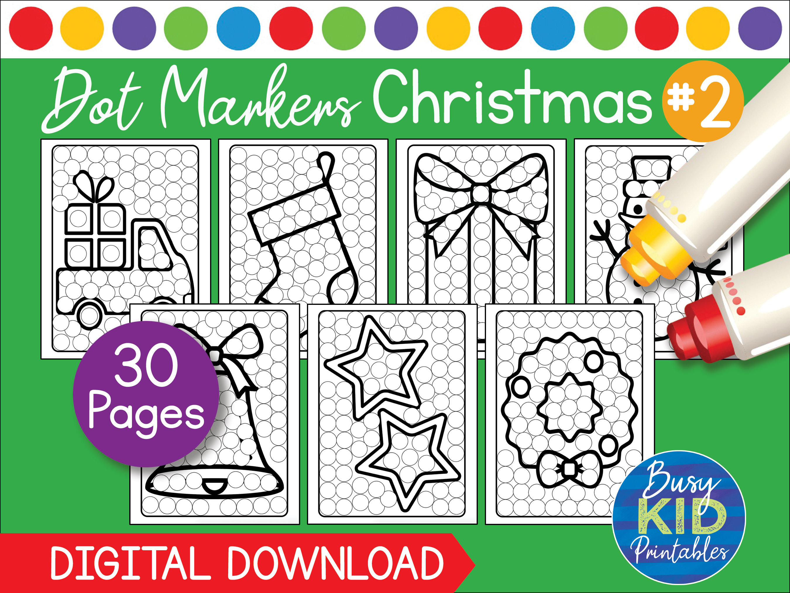 Christmas Dot Marker Printable Holiday Season Dab a Dot Xmas Coloring ...