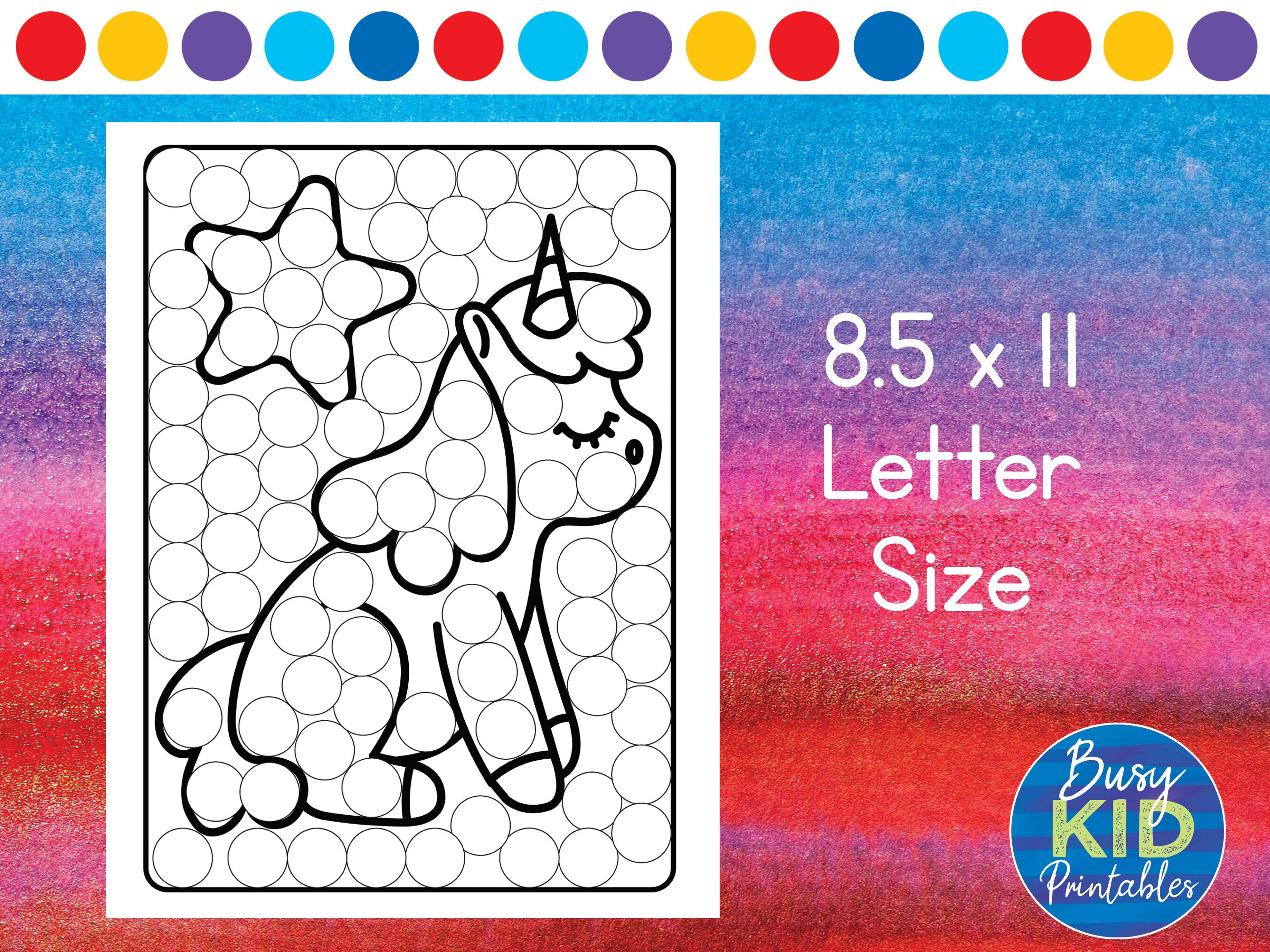 Unicorn Dot Marker Printable Cute Dab a Dot Coloring Pages for Toddler ...