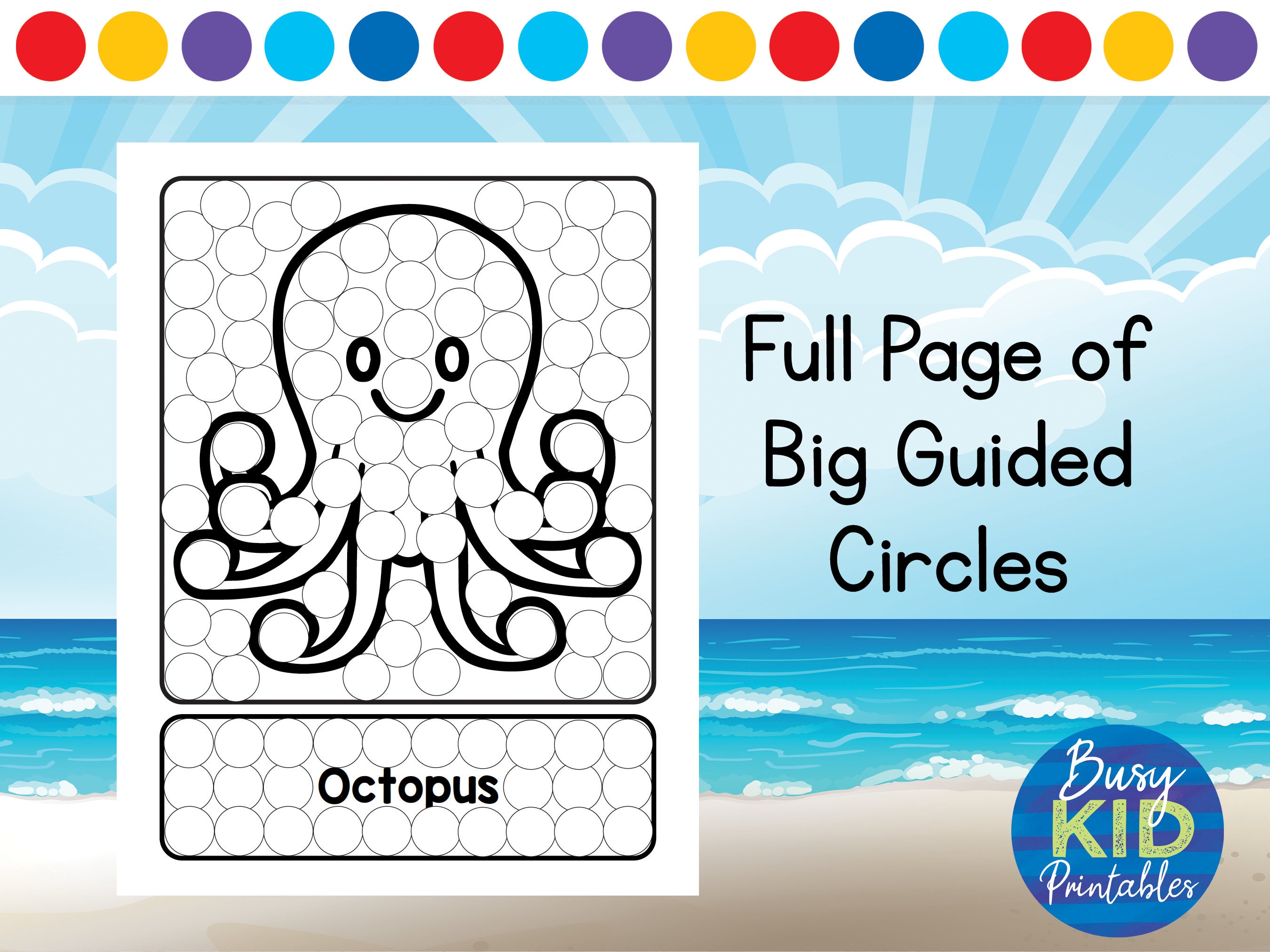 Sea Animal Dot Marker Printable Cute Dab a Dot Ocean Life Coloring ...