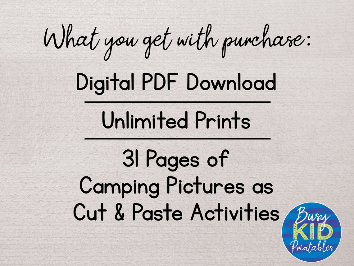 Camping Fun Scissor Skills Printable Cute Cut and Paste Activity Pages ...