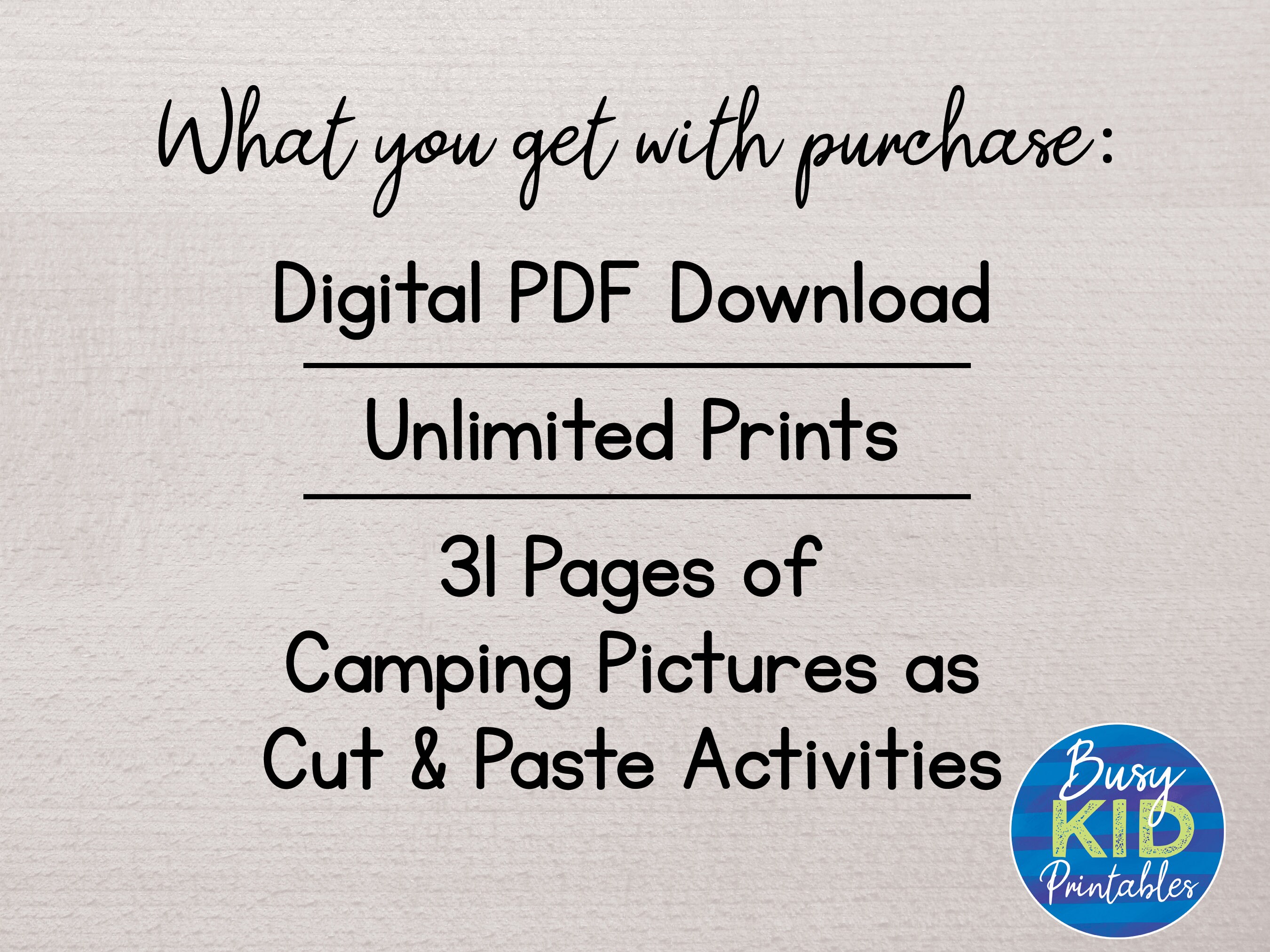 Camping Fun Scissor Skills Printable Cute Cut and Paste Activity Pages ...