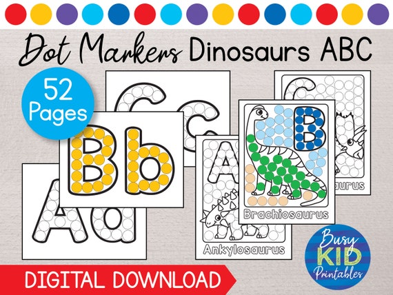 Dinosaur Dot Marker Printable Alphabet Dot Letters ABC Dab - Etsy